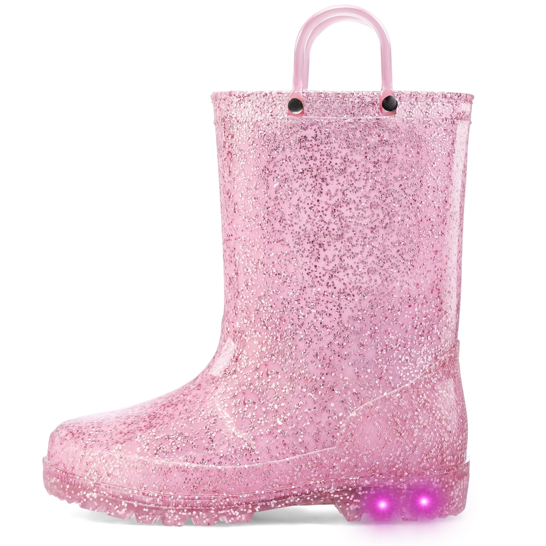 Kushyshoo Kids Pink Glitter Light up Rain Boot Size 3 Toddler Girl ...