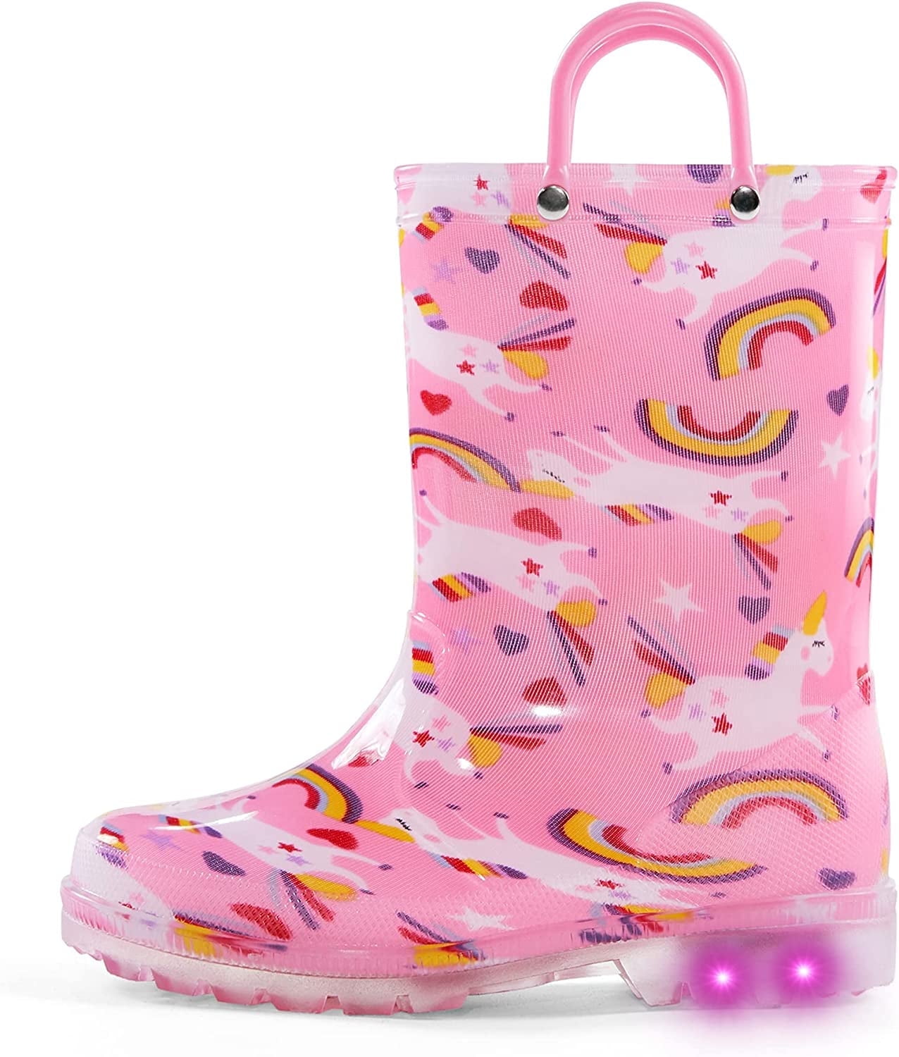 Kushyshoo Kids Waterproof Light-up Rainbow Unicorn Rain Boots with ...