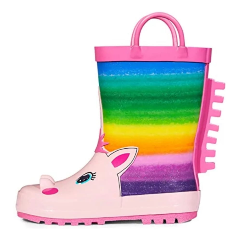 Kushyshoo Kids Rain Boots Rainbow Unicorn Print Girls Rubber Boots with ...