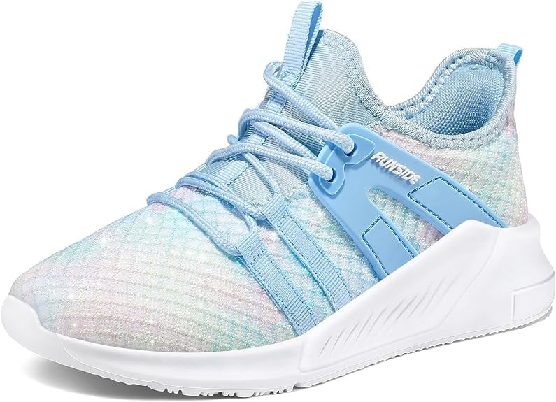 Kushyshoo Kids Sneakers Sparkly Blue Running Tennis Athletic Shoes for ...