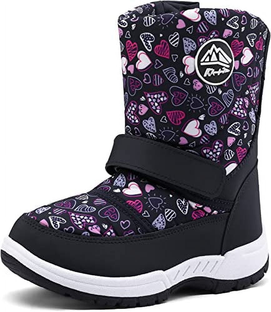 Kushyshoo Kids Snow Boots Waterproof Purple Star Girls Winter Boot Big ...