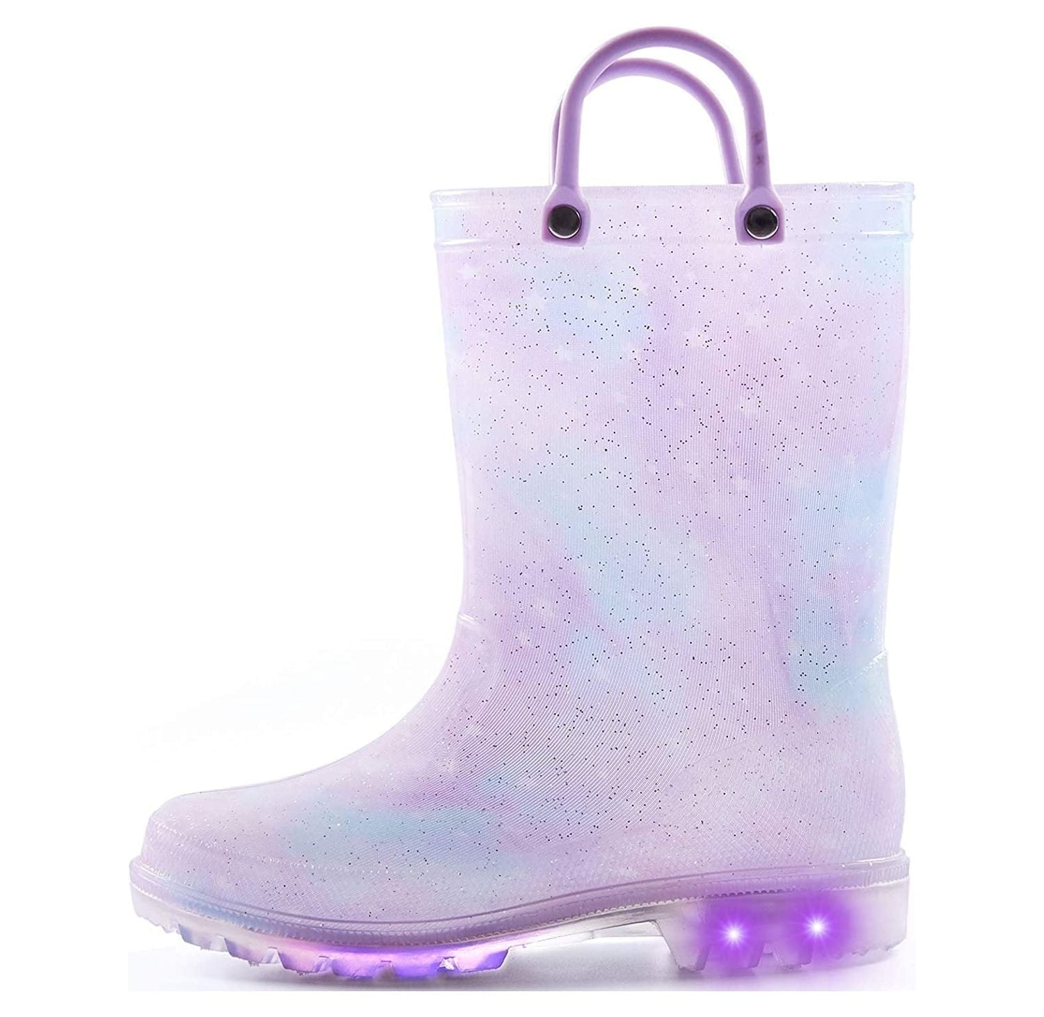 Kushyshoo Toddler Light up Starry Sky Glitter Rain Boot Size 10 Girl ...