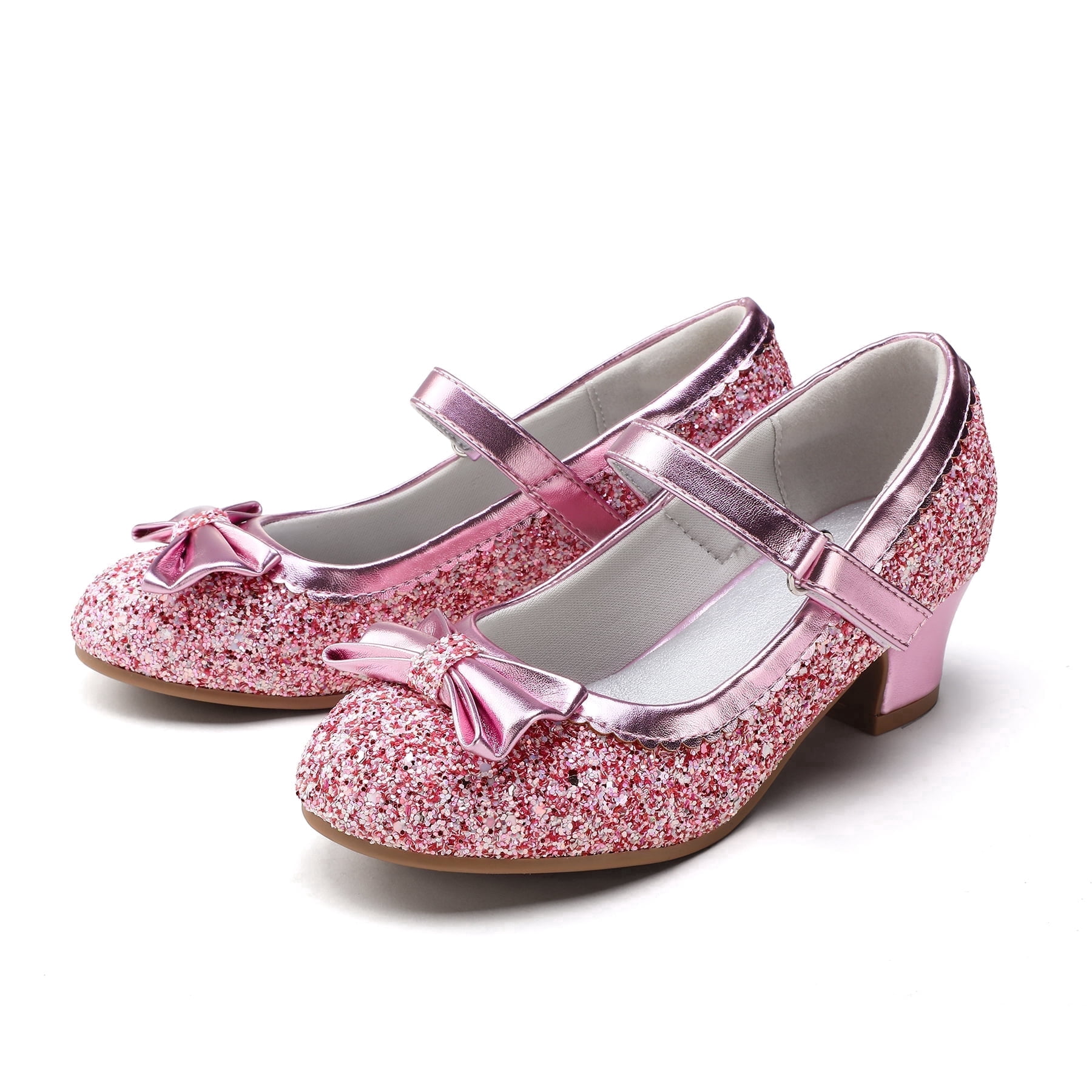 Kushyshoo Pink Girls Dress Shoes Mary Jane 1.5in Low Heel Pumps Wedding ...