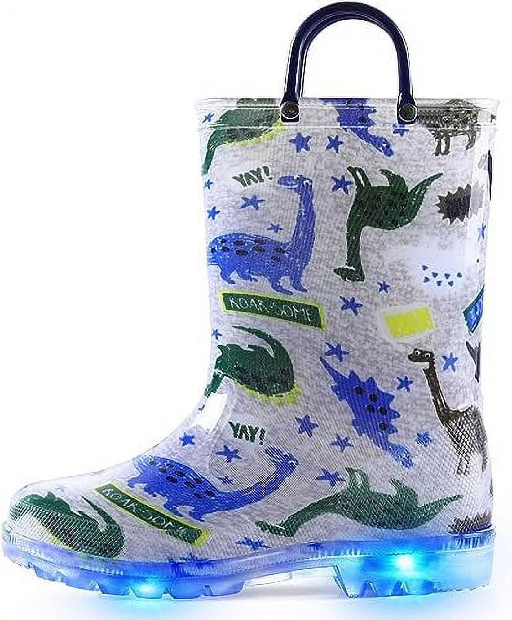 Kushyshoo Toddler Boys Light Up Rain Boots Kids Dinosaur World Rain ...