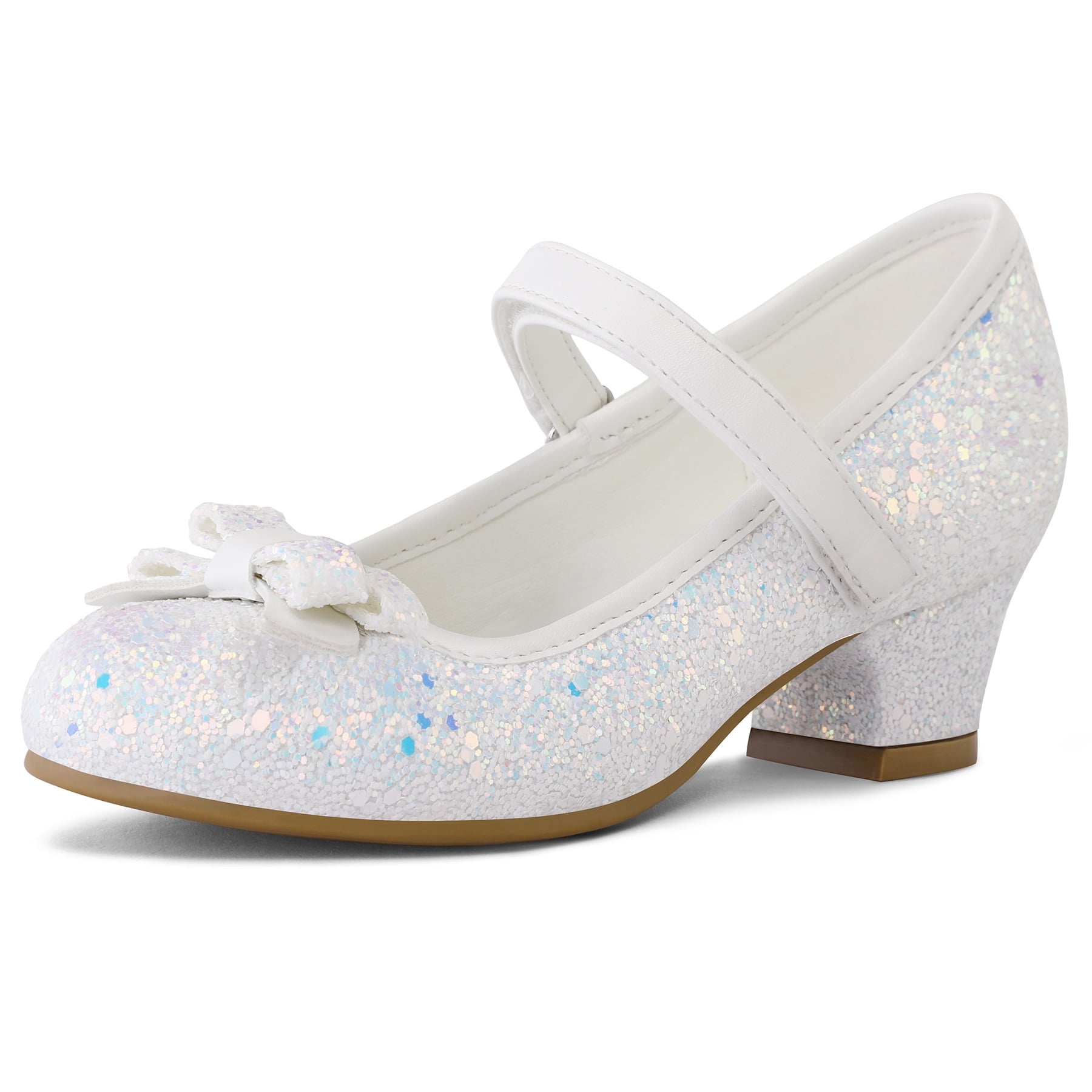 Kushyshoo Kids White Dress Shoes, 1.5in Low Heel, Mary Jane Style ...