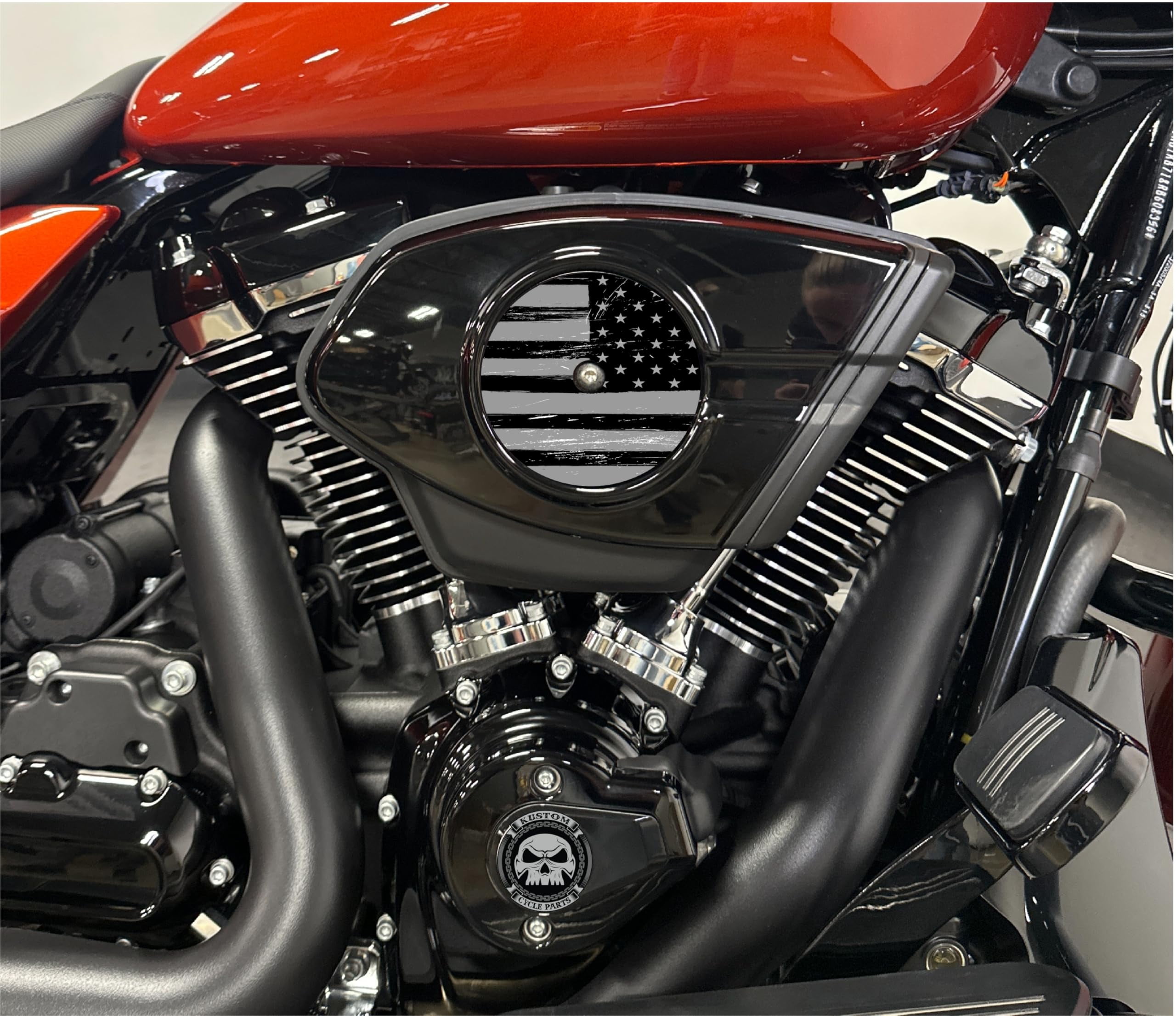 Kustom Cycle Parts Black and Grey American Flag Plastic Air Cleaner ...