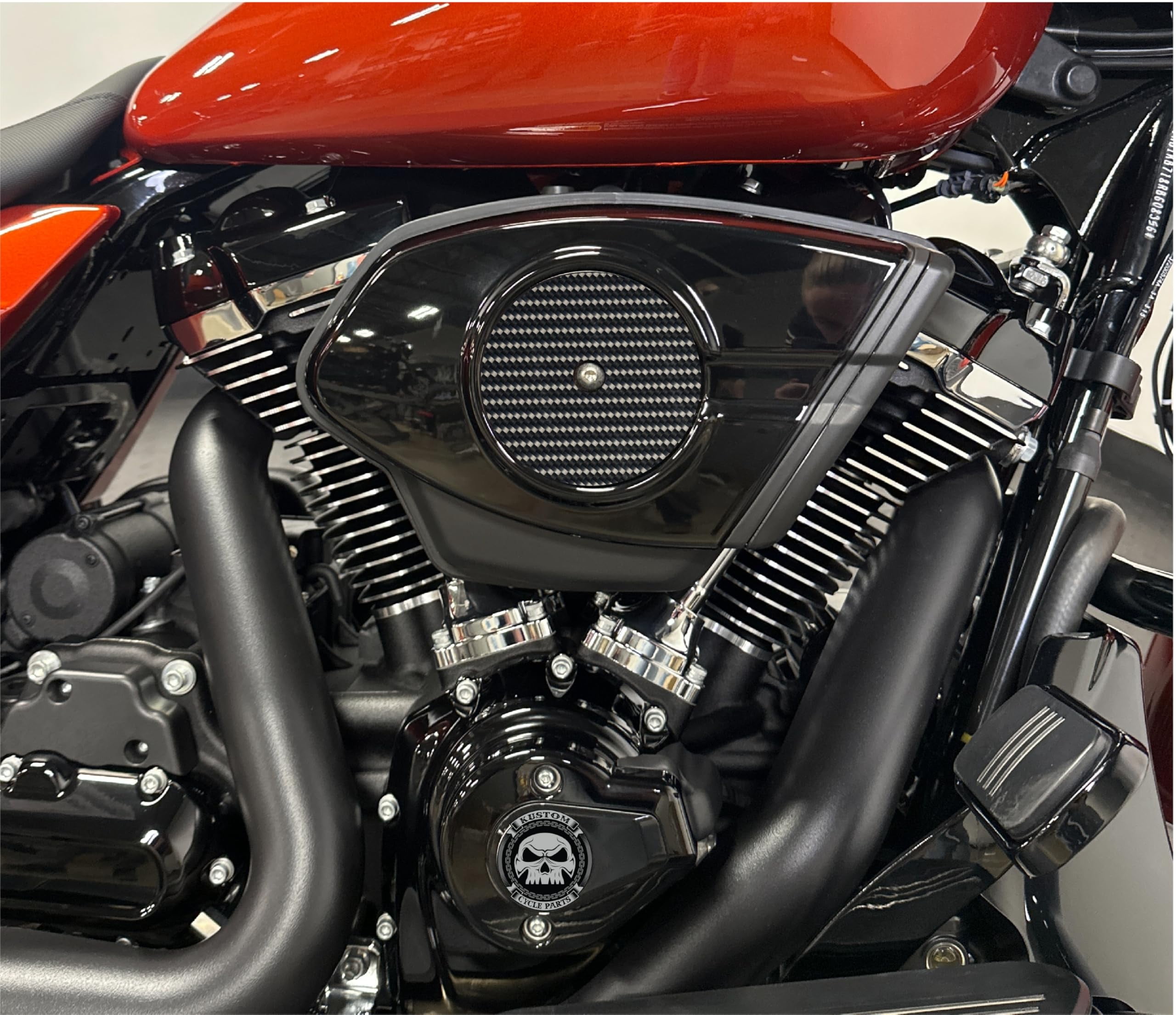 Kustom Cycle Parts Carbon Fiber Look Plastic Air Cleaner Console Insert ...