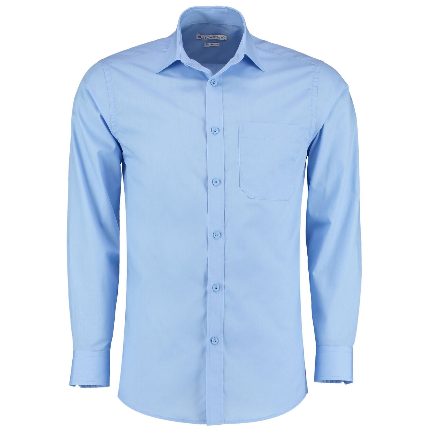 Kustom Kit Mens Poplin Tailored Long-Sleeved Formal Shirt - Walmart.com