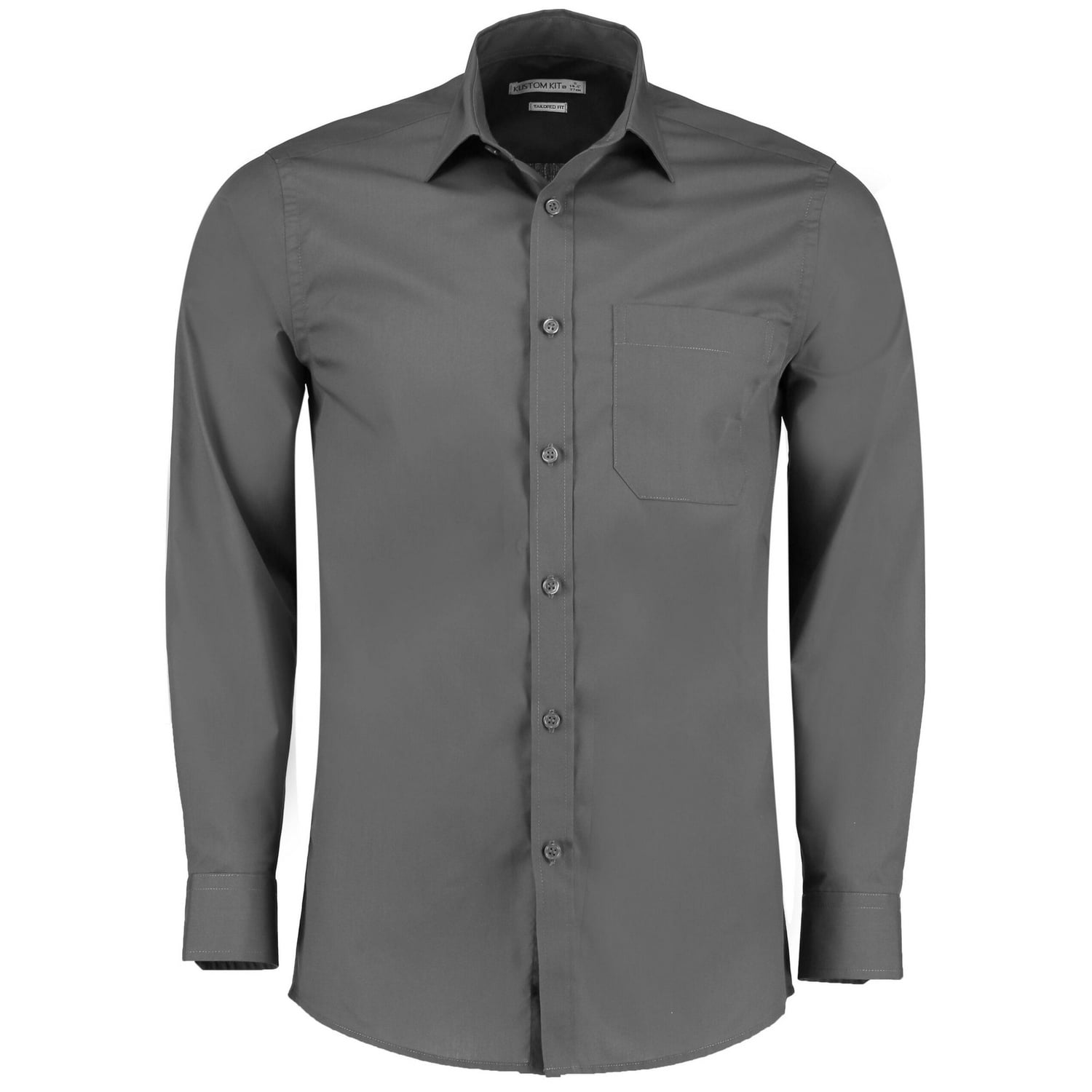 Kustom Kit Mens Poplin Tailored Long-Sleeved Formal Shirt - Walmart.com