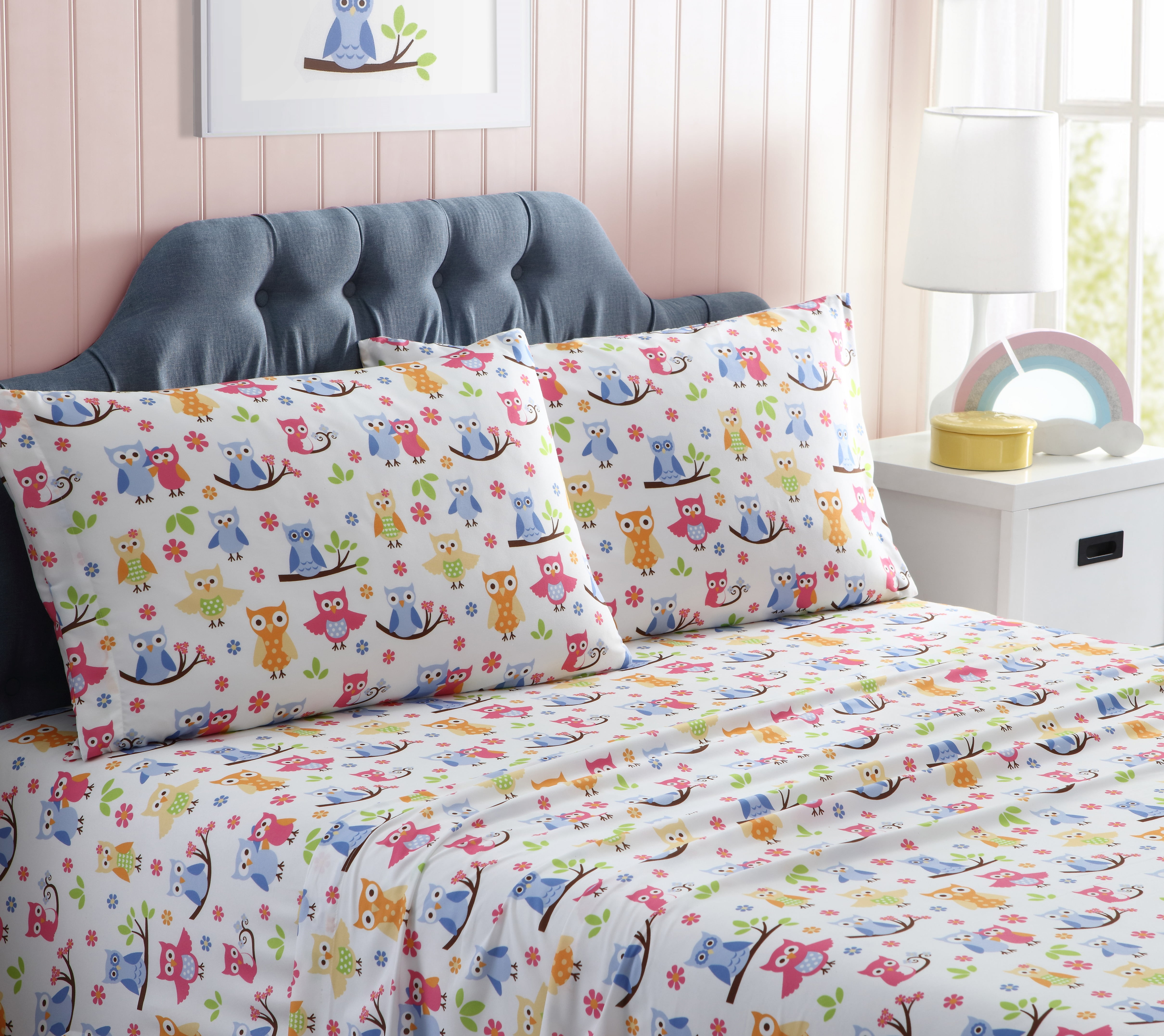 Kute Kids 4-Piece Ultra Soft Owls Multicolor Microfiber Woven Sheet Set ...