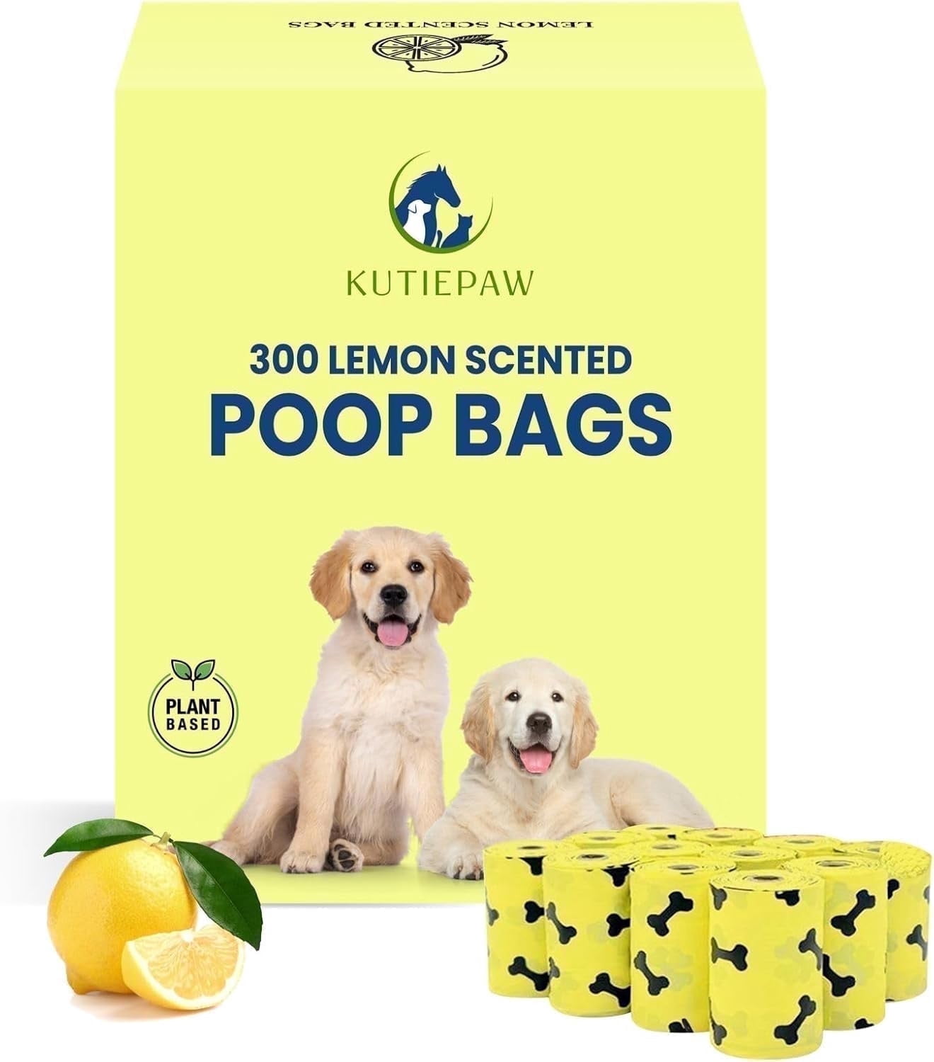 Kutiepaw Dog Poop Bags, 300 Count, Lemon Scented, Biodegradable, Extra ...