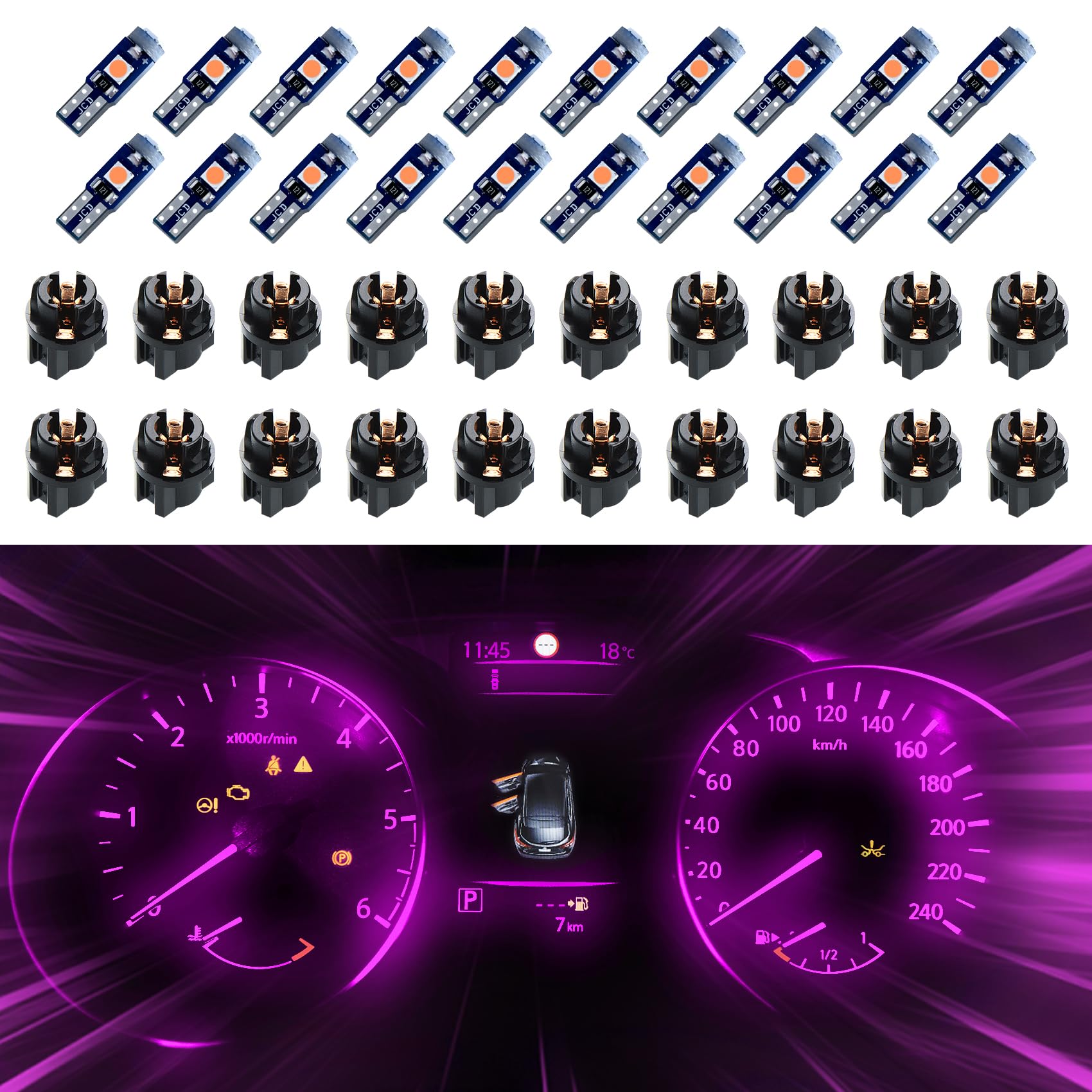Kutyun 20Pcs T5 LED SSF20 Lights for Car Dashboard, T5 37 74 LED Bulb ...