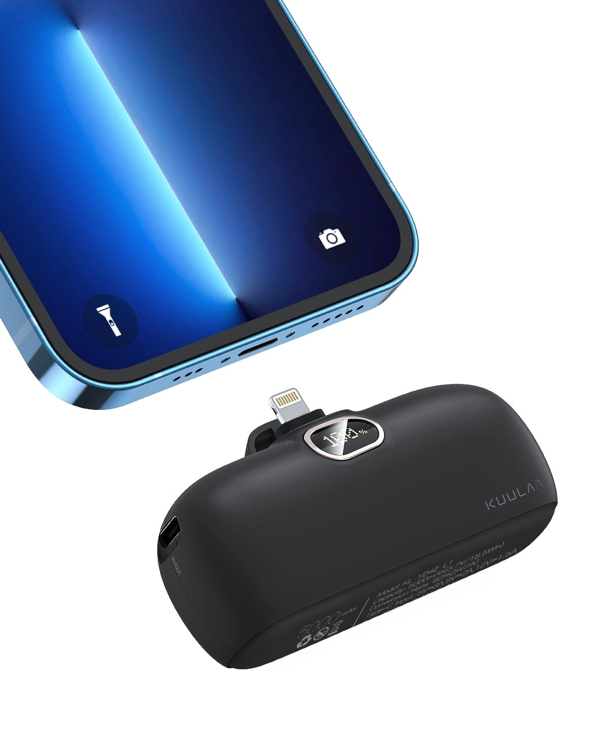 Kuulaa 5000mAh Mini Power Bank with Built-in Cable & LED Display ...