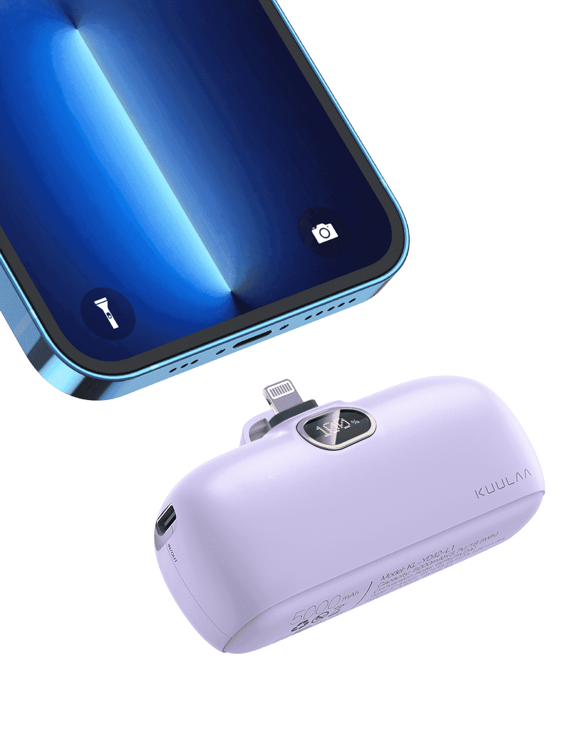 KUULAA 5000mAh Mini Power Bank, Built-in Lightning Cable, Fast Charging ...