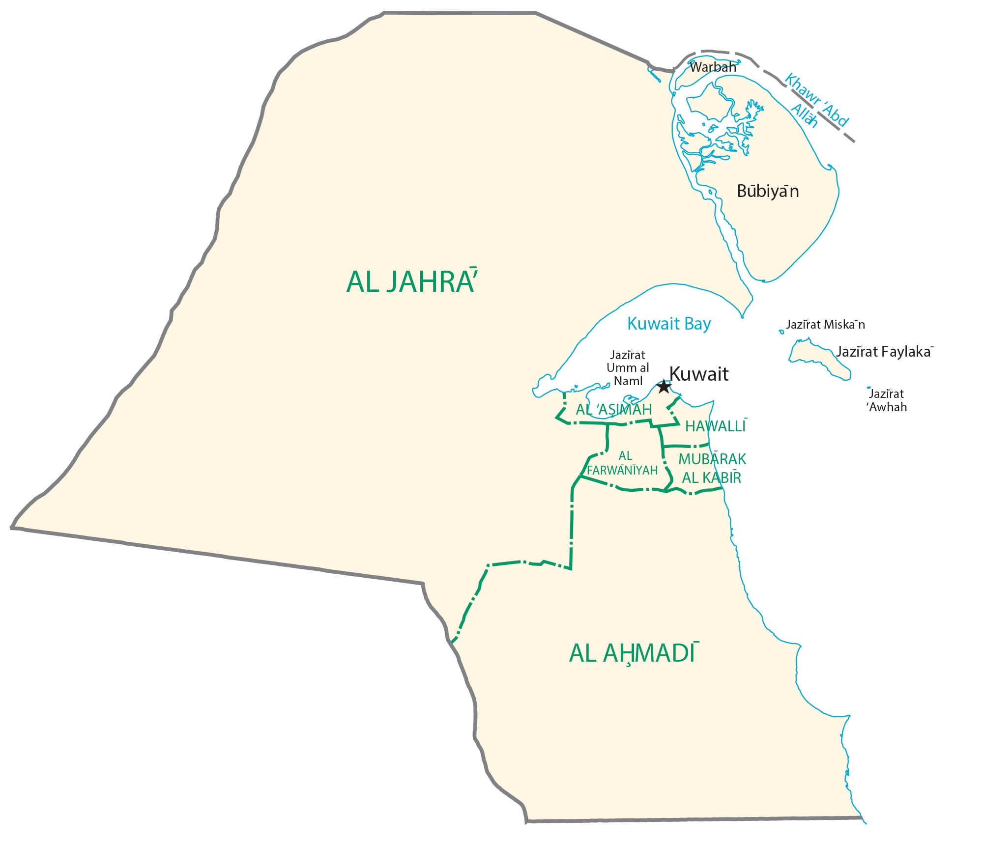 Kuwait Adminstrative Division Map GLOSSY POSTER PICTURE PHOTO PRINT ...