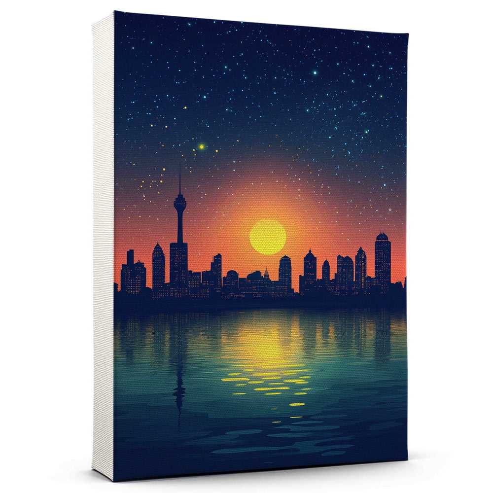 Kuwait City Travel Starry Night Canvas Print, Kuwait Canvas Wall art ...