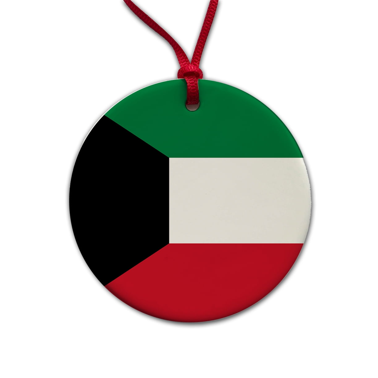 Kuwait Country Flag Christmas Tree Holiday Round Ceramic Ornament ...