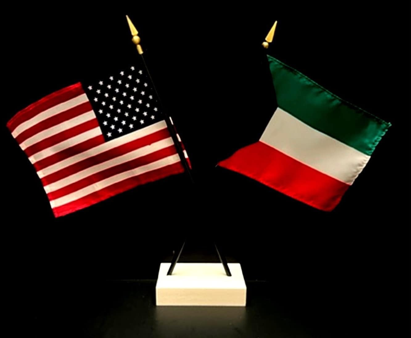Kuwait Desk Flag Set; Contains One USA and One Country Flag with a ...