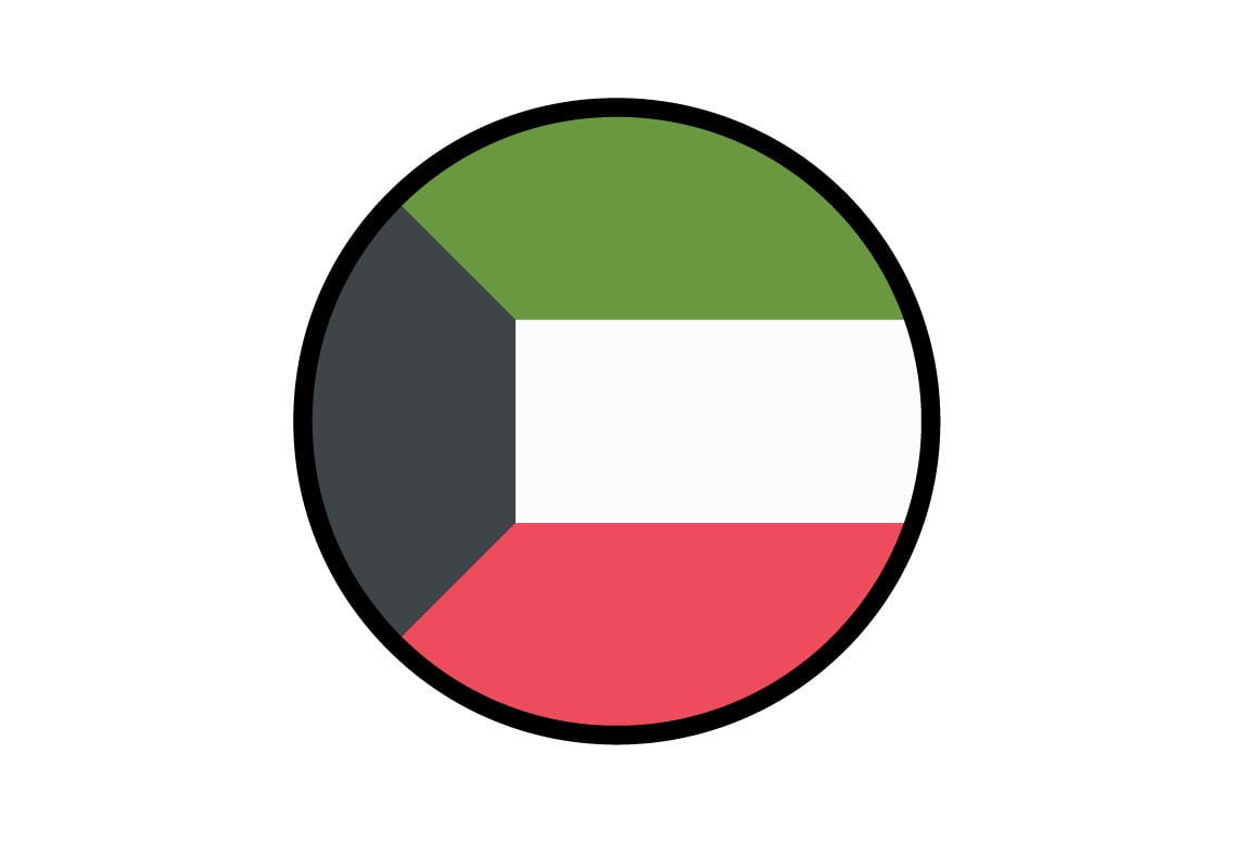 Kuwait Flag Circle Sticker Decal 4 inches - 4 inch - Walmart.com
