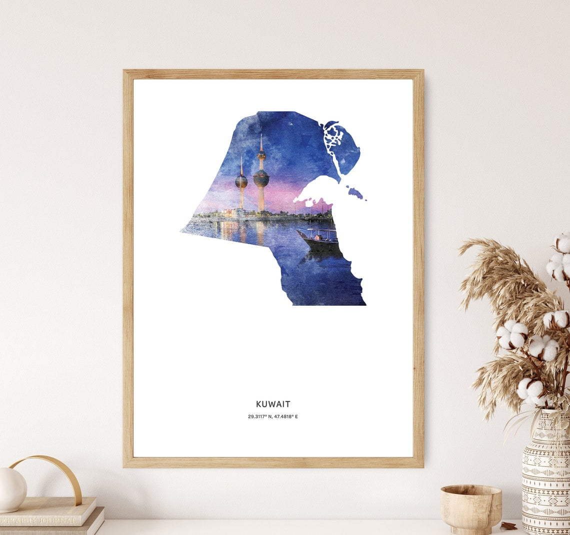 Kuwait Print, Kuwait Poster, Kuwait Map Art, Map Of Kuwait UNFRAMED ...