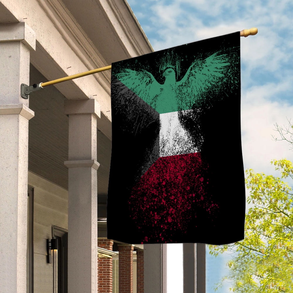 Kuwaiti Flag With Eagle Painting - Proud Kuwait House Flag (29.5x39.5 ...
