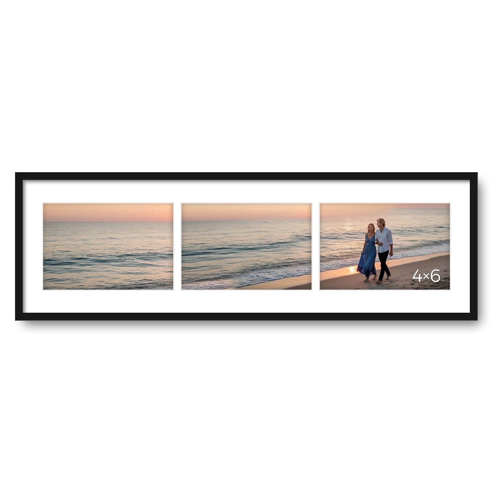 Kuxerla 6x20 Collage Picture Frame ,Displays 3Pcs 4x6 Pictures with Mat ...