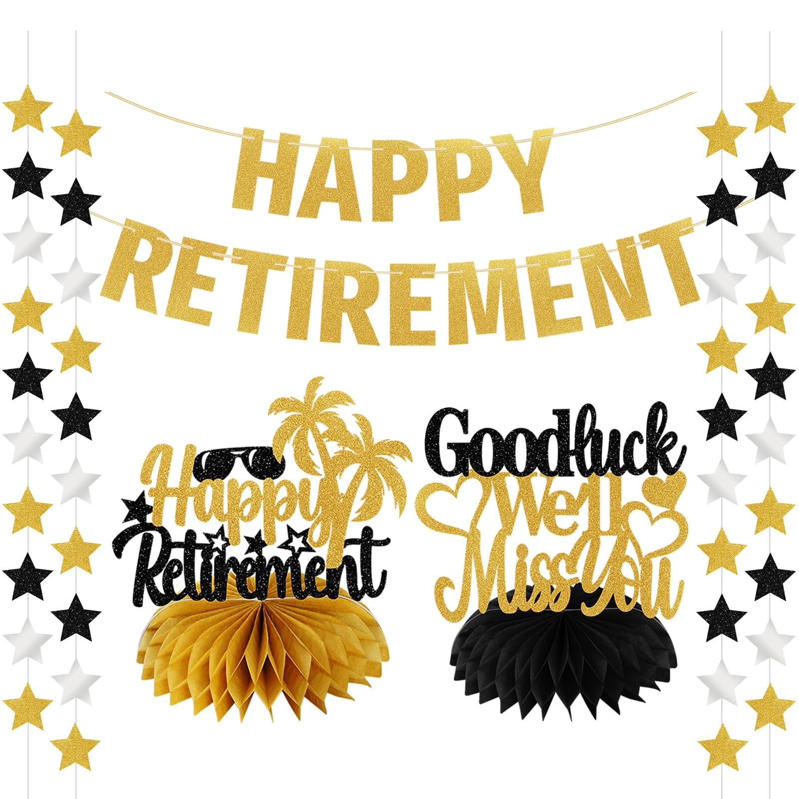 Kuxriox Happy Retirement Party IFF17 Decorations for Men 4Pcs Happy ...