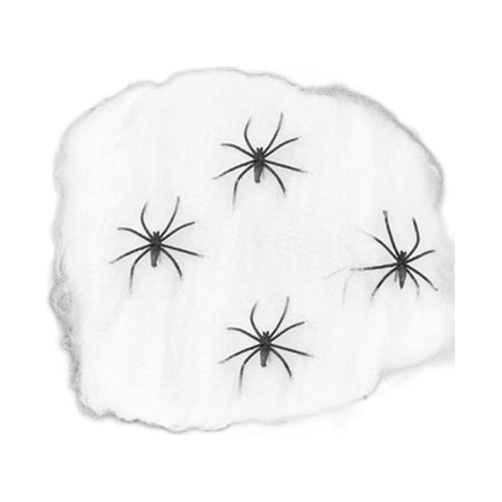 Kuyiluo 60G Cotton Fake Spider Web and 4 Spiders Halloween Cobwebs ...