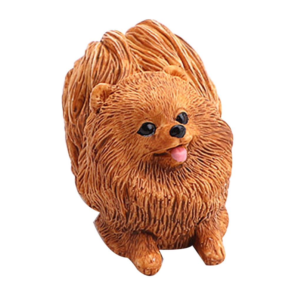 FRCOLOR Adorable Pomeranian Dog Model Set for Decoration Brown Plastic Perfect Gift 1pc ...