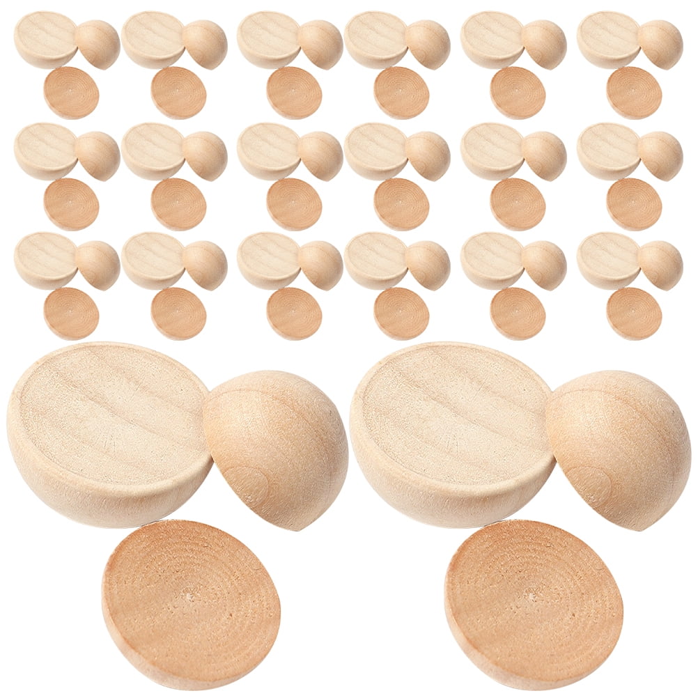 FRCOLOR 150Pcs Natural Half Wooden Balls for Diy Jewelry and Craft ...