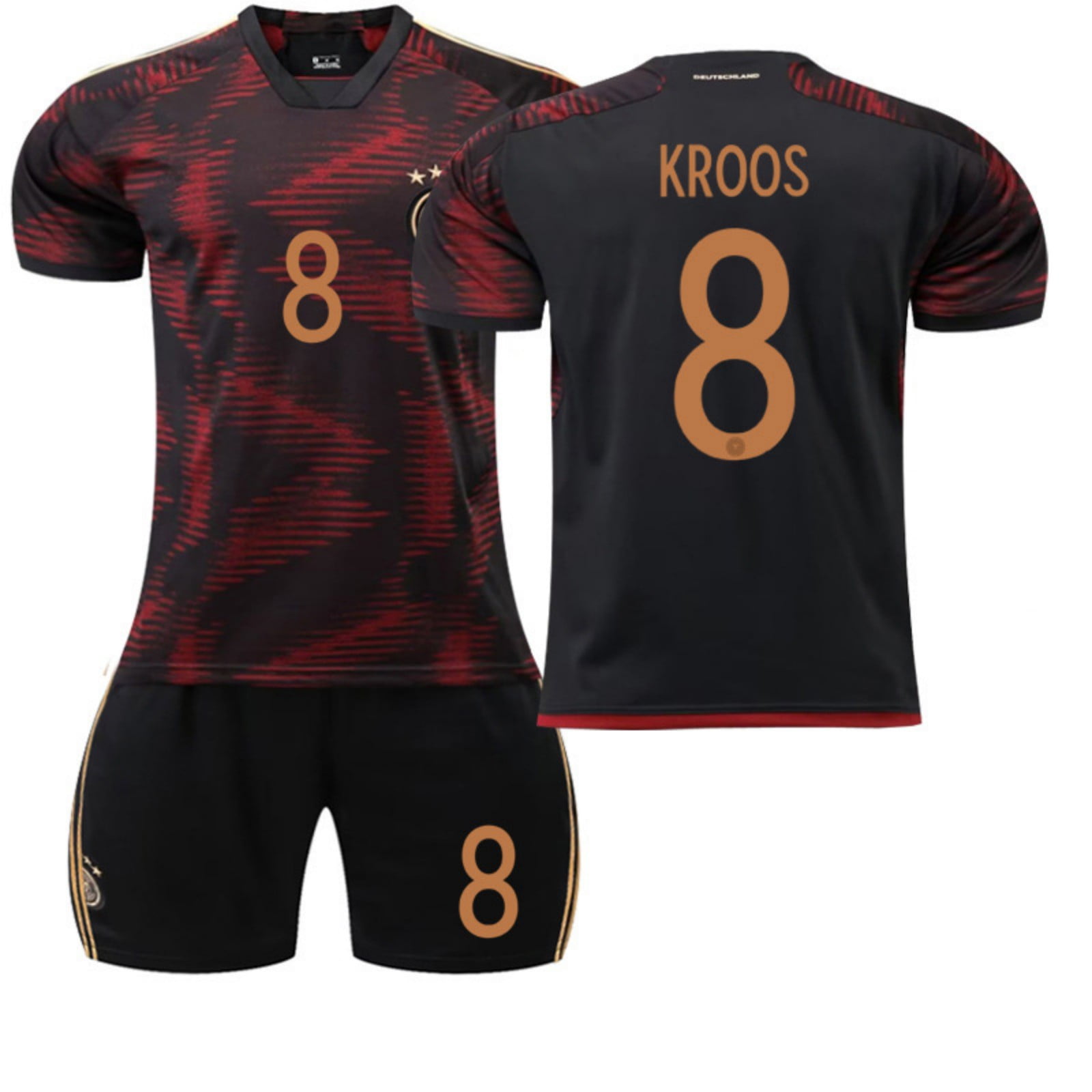 KuyuS 2223 Germany Away Game Soccer Jerseys 2 Piece Sets，Number 8 KROOS Printed Short Sleeve ...