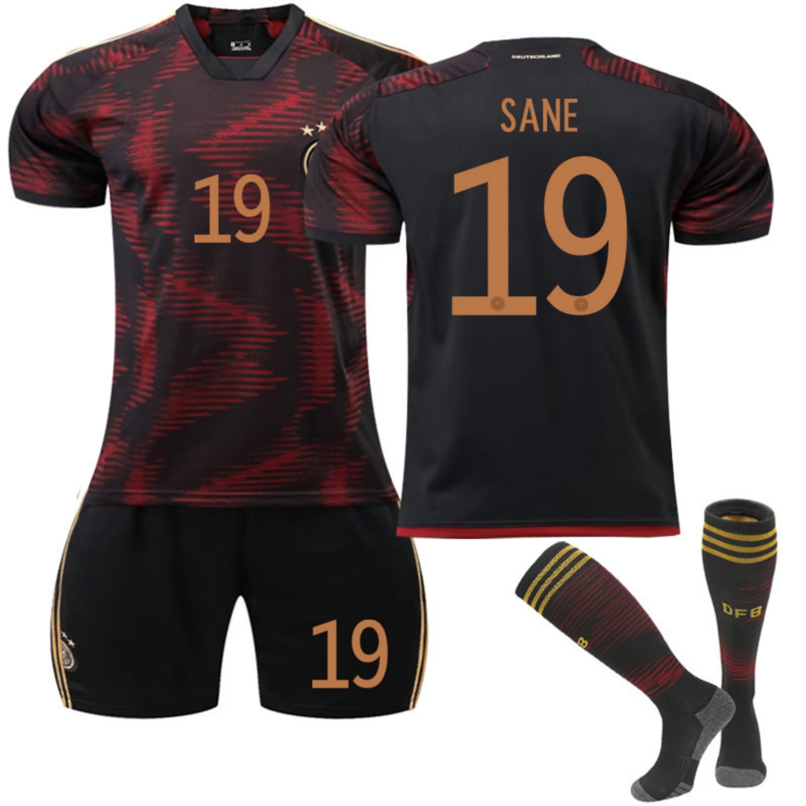 KuyuS 2223 Germany Away Game Soccer Jerseys 3 Piece Sets，Number 19 SANE Printed Short Sleeve ...