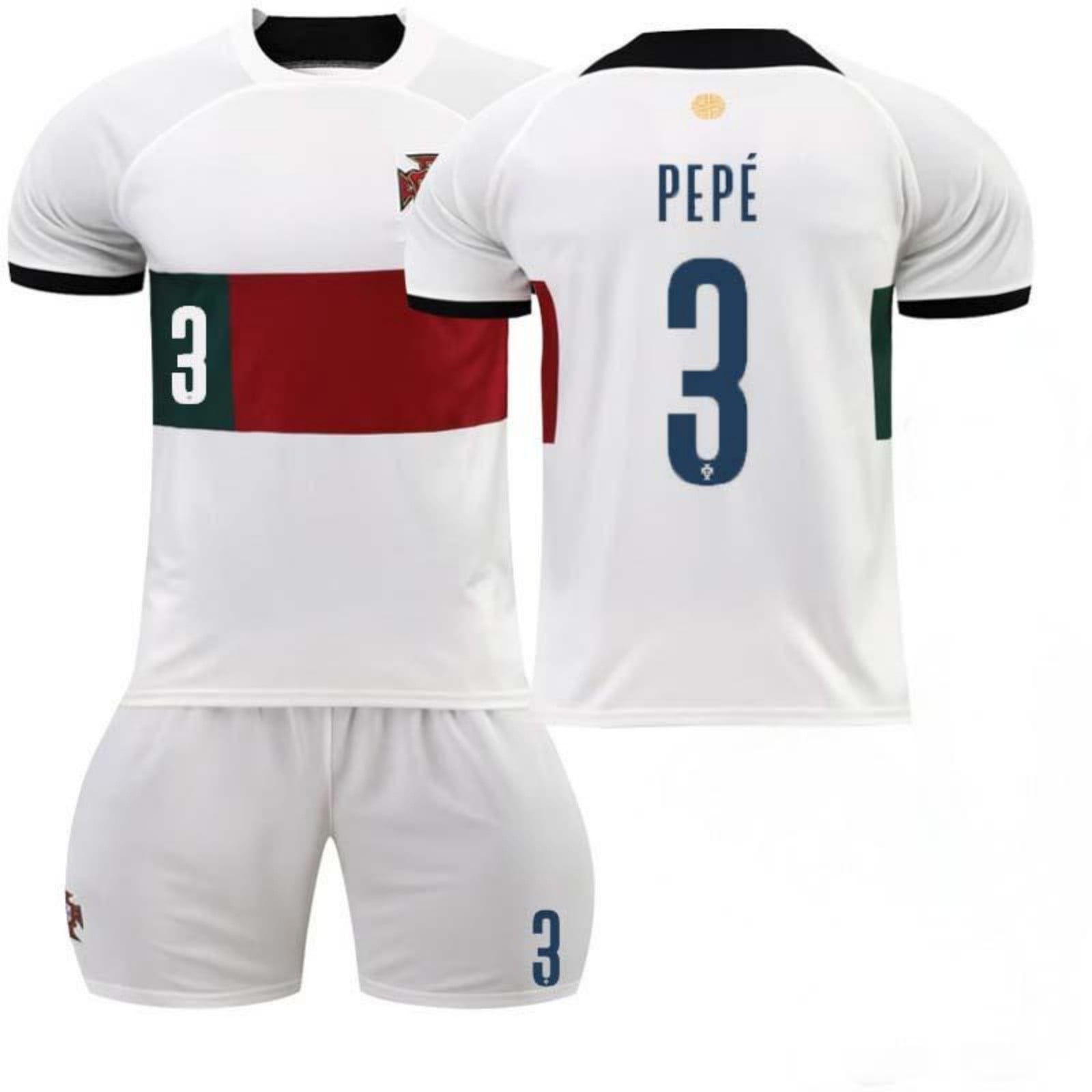 KuyuS 2223 Portugal Away Game Soccer Jerseys 2 Piece Sets, Number 3 PEPE Printed Short Sleeve ...