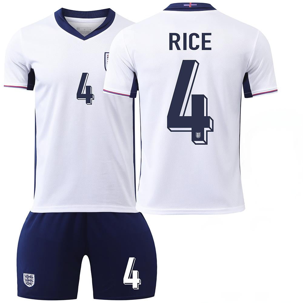 KuyuS 2324 England Home Game Soccer Jerseys 2 Piece Sets,Number 4 RICE Printed Short Sleeve ...