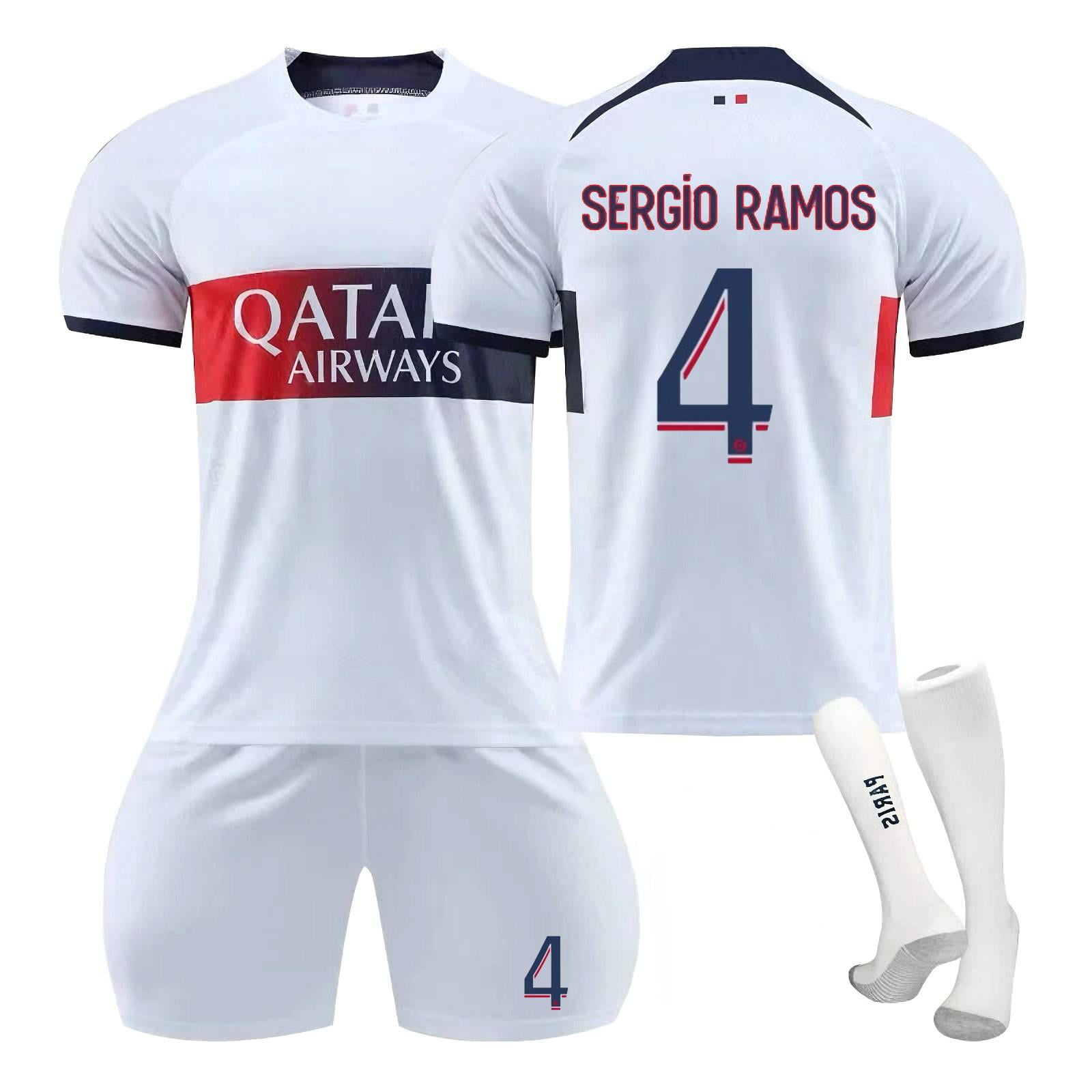 KuyuS 2324 Paris Soccer Club Jerseys 3 Piece Sets, Number 4 SERGIO RAMOS Printed Short Sleeve ...