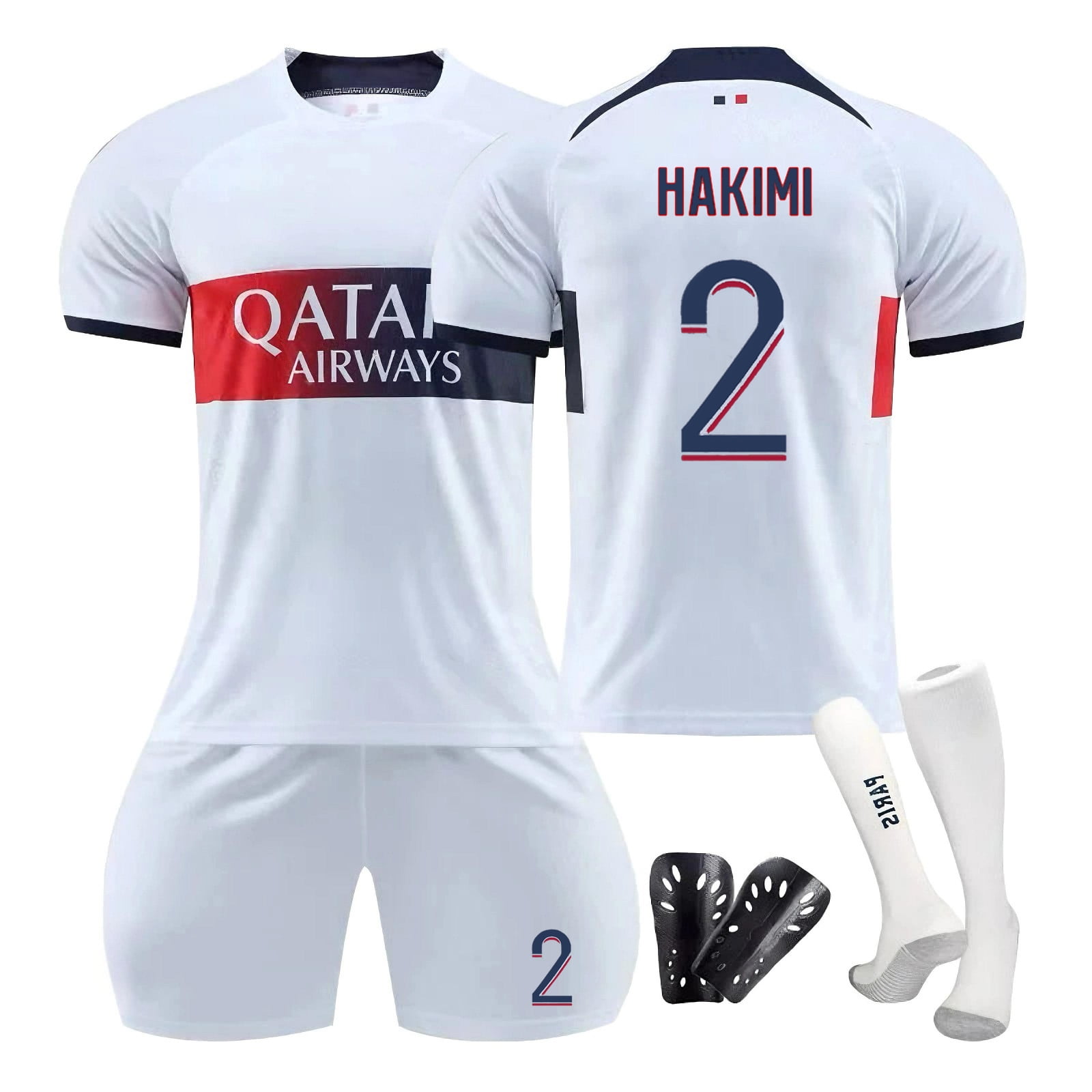 KuyuS 2324 Paris Soccer Club Jerseys 4 Piece Sets, Number 2 HAKIMI Printed Short Sleeve Shirts ...