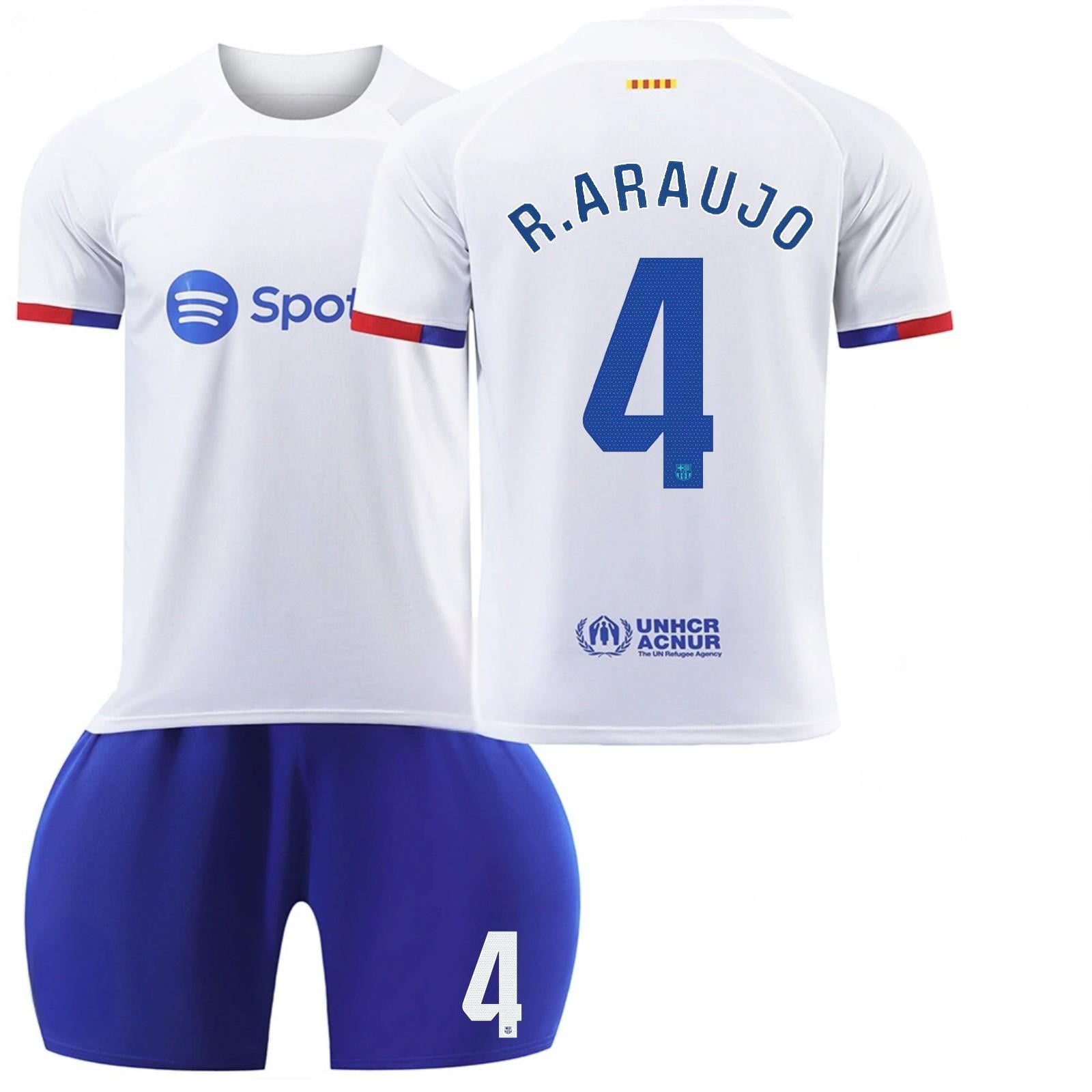 KuyuS 2324 Spanish Soccer Club Jerseys 2 Piece Sets, Number 4 R.ARAUJO Printed Short Sleeve ...