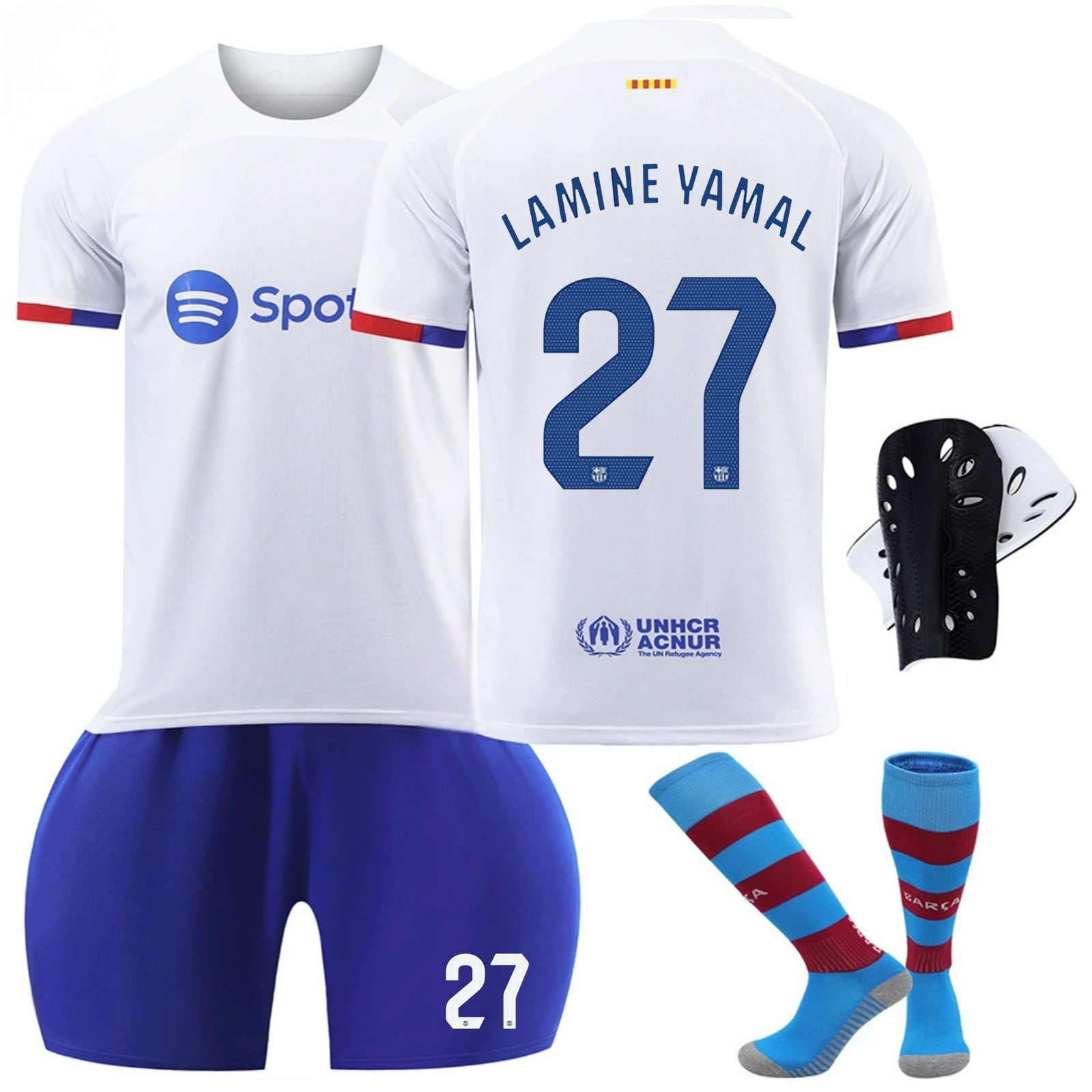 KuyuS 2324 Spanish Soccer Club Jerseys 4 Piece Sets, Number 27 LAMINE YAMAL Printed Short Sleeve ...