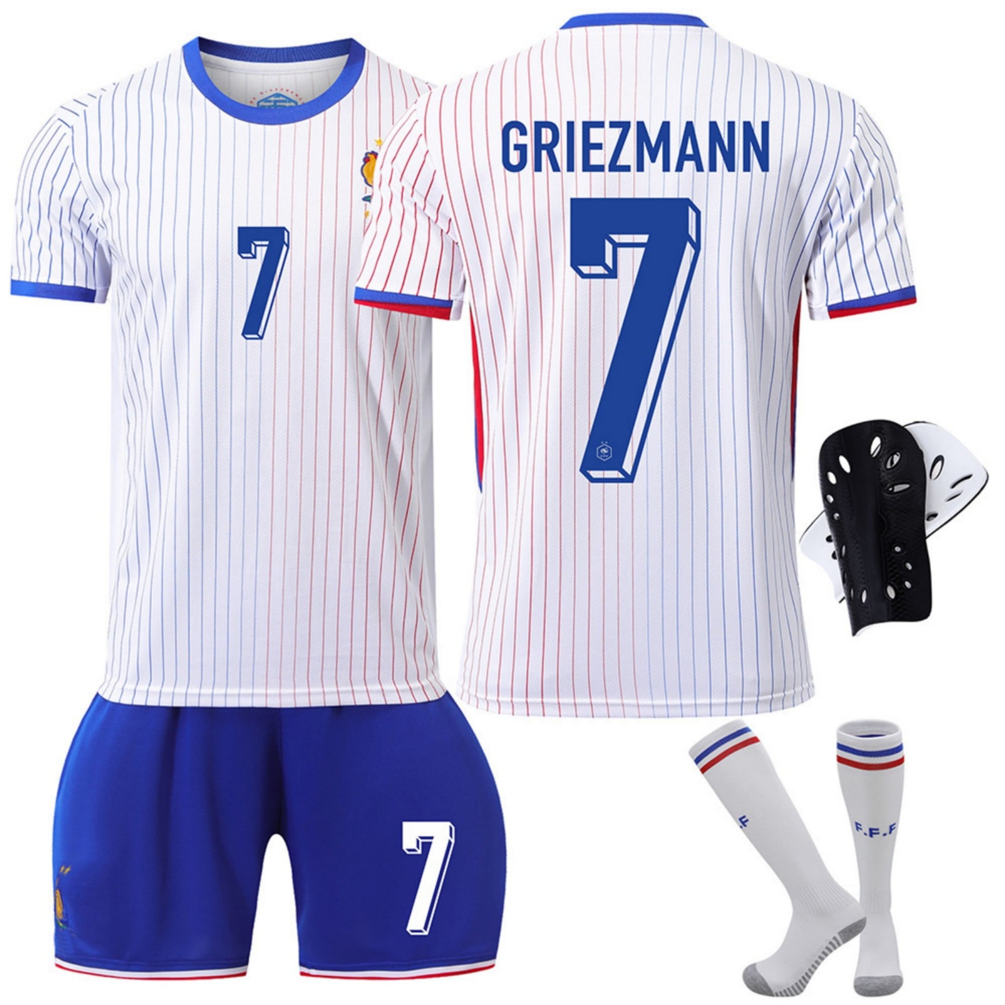 KuyuS 2425 France Away Game Soccer Jerseys 4 Piece Sets,Number 7 GRIEZMANN Printed Short Sleeve ...