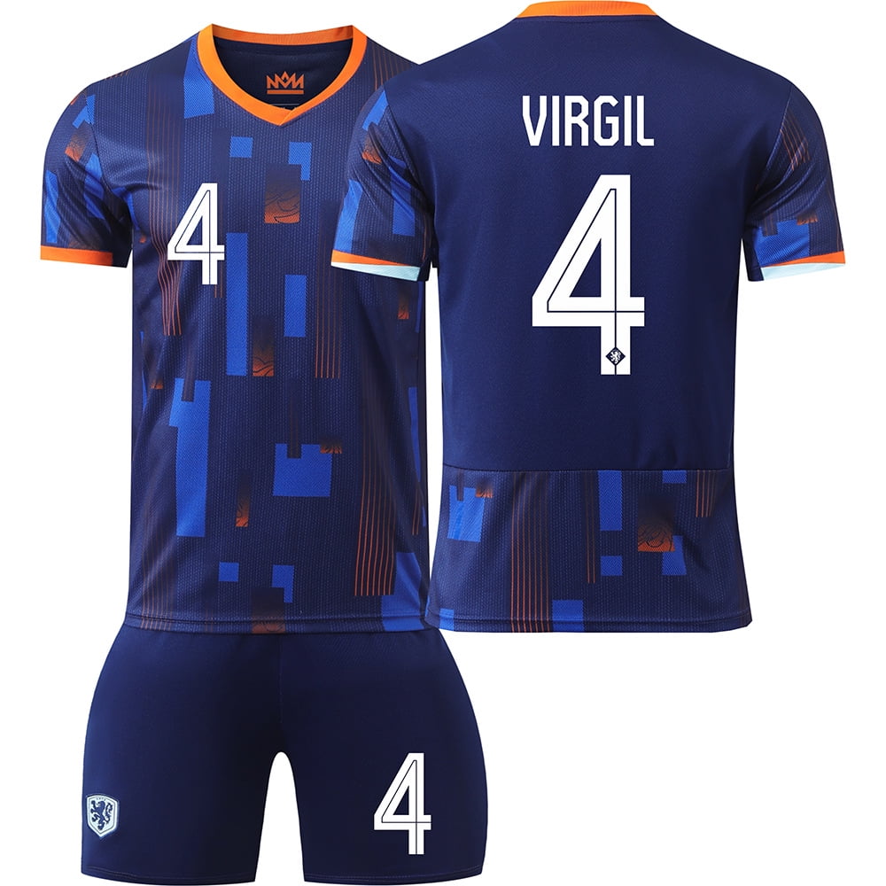 KuyuS 2425 Netherlands Away Game Soccer Jerseys 2 Piece Sets,Number 4 VIRGIL Printed Short ...