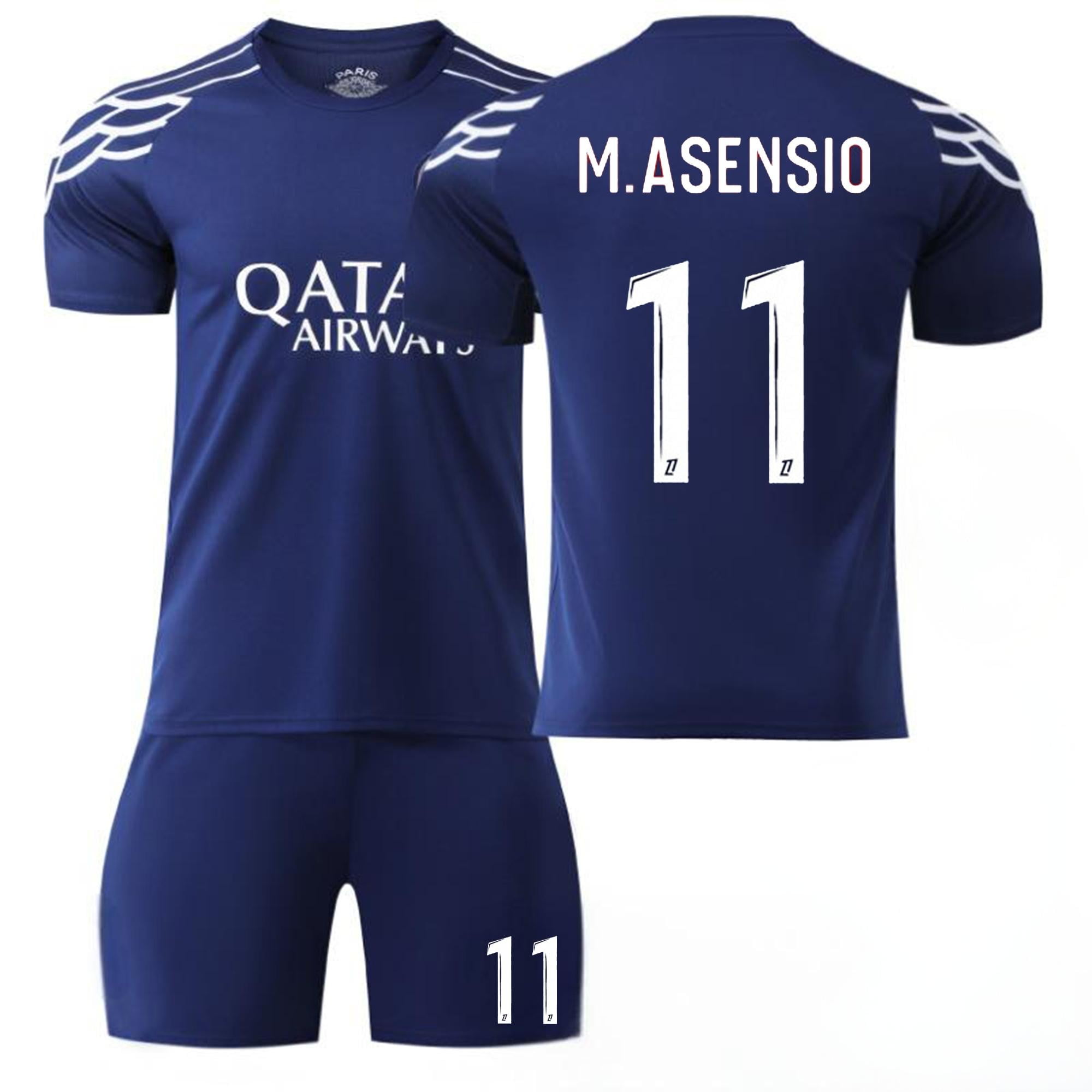 KuyuS 2425 Paris Soccer Club Jerseys 2 Piece Sets, Number 11 M.ASENSIO Printed Short Sleeve ...