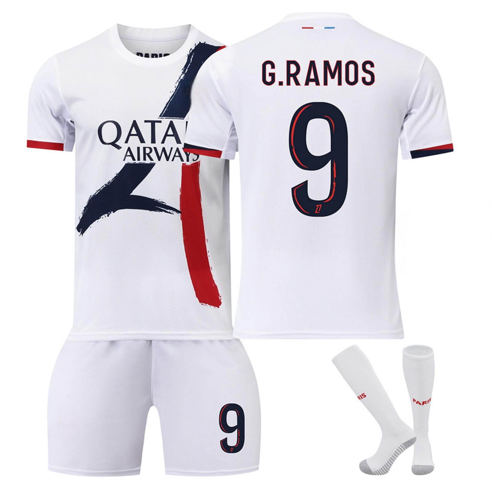 KuyuS 2425 Paris Soccer Club Jerseys 3 Piece Sets, Number 9 G.RAMOS ...