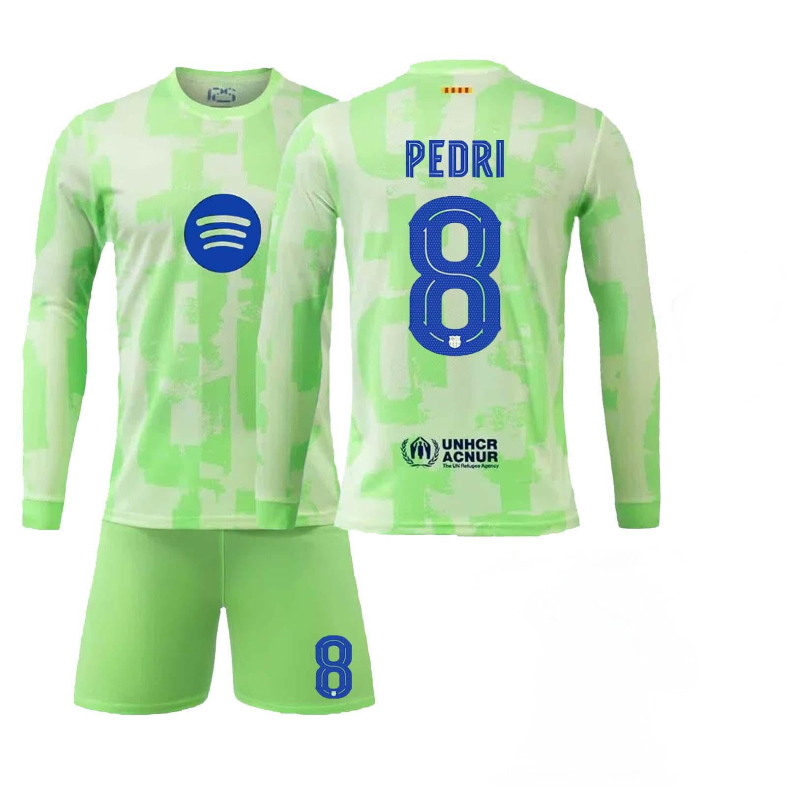 KuyuS 2425 Spanish Soccer Club Jerseys 2 Piece Sets, Number 8 PEDRI Printed Long Sleeve Shirts ...
