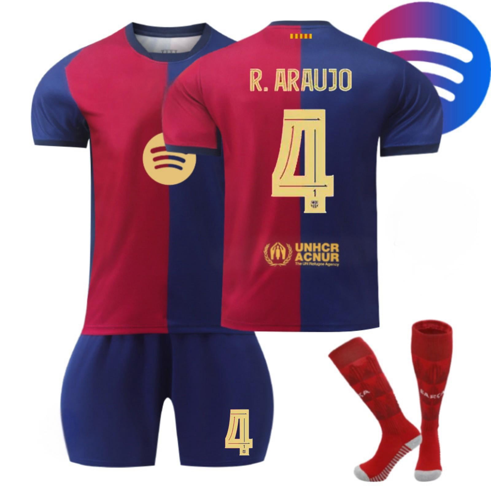 KuyuS 2425 Spanish Soccer Club Jerseys 3 Piece Sets, Number 4 R.ARAUJO ...