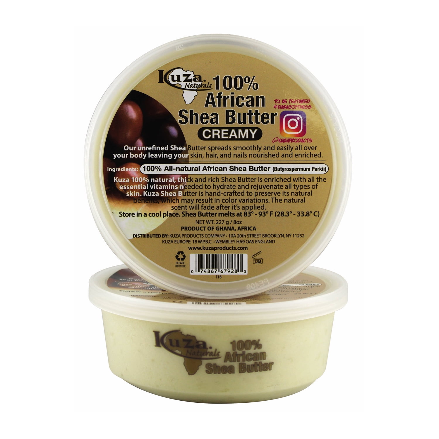 Kuza 100% African Shea Butter White Creamy 8 Oz, Pack of 2 - Walmart.com