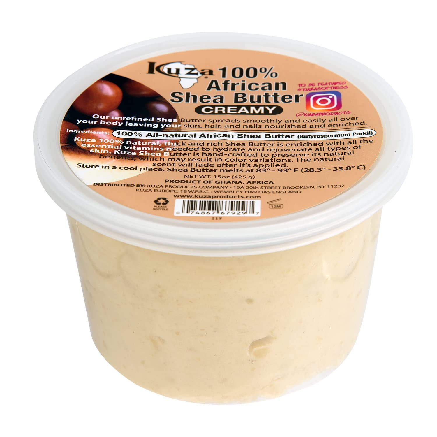 Kuza 100% Pure African MMF7 Shea Butter with Borututu, White Creamy ...