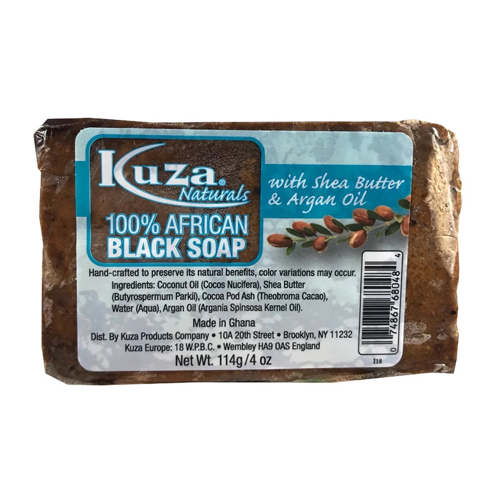 Kuza Naturals African Black Soap with Shea Butter and Argan Oil, 4 Oz ...