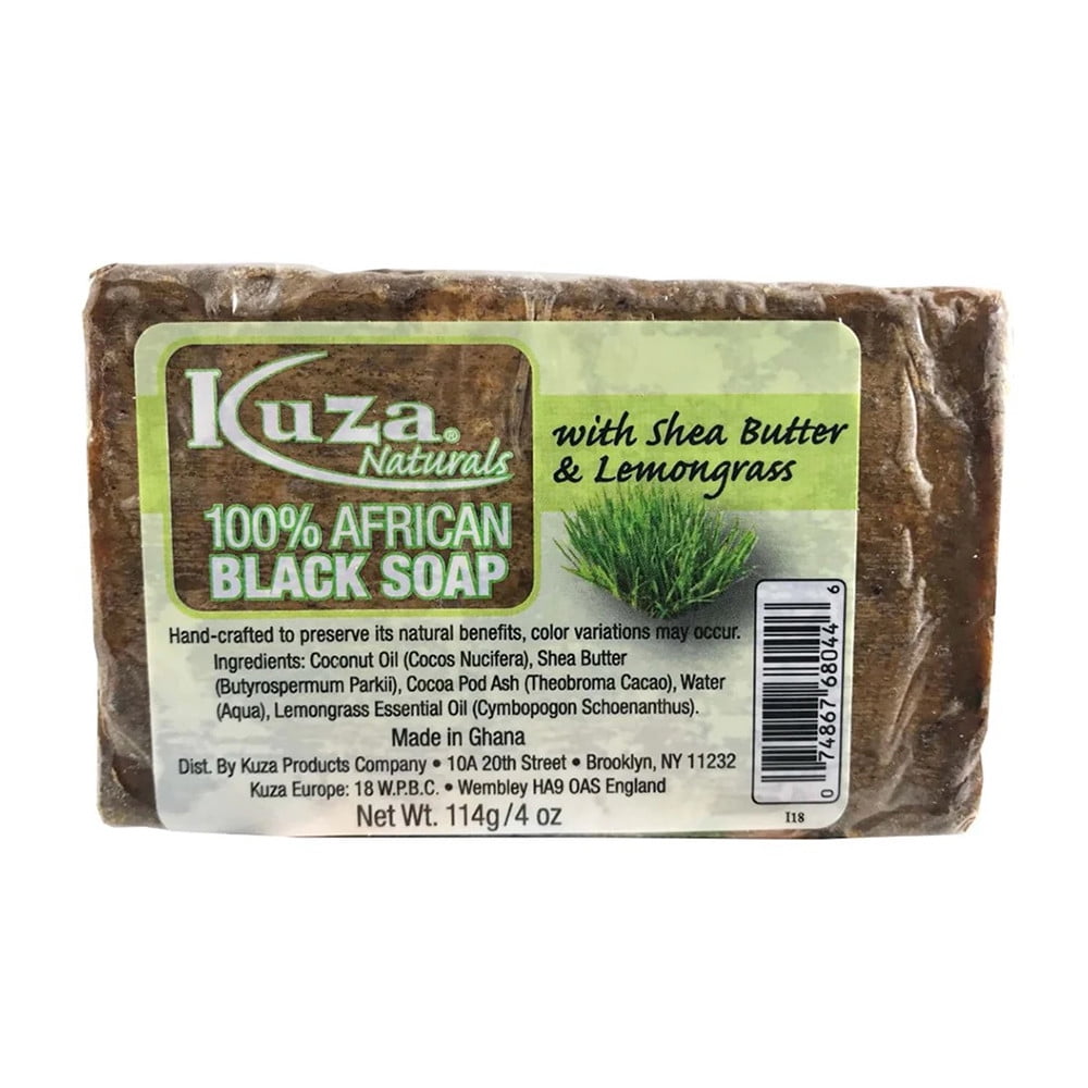 Kuza Naturals African Black Soap with Shea Butter and Lemongrass, 4 Oz ...
