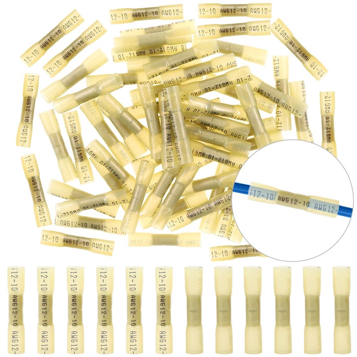 Kuzavtye 200-Piece Heat Shrink Crimp Butt Wire Connectors - AWG 12-10 ...