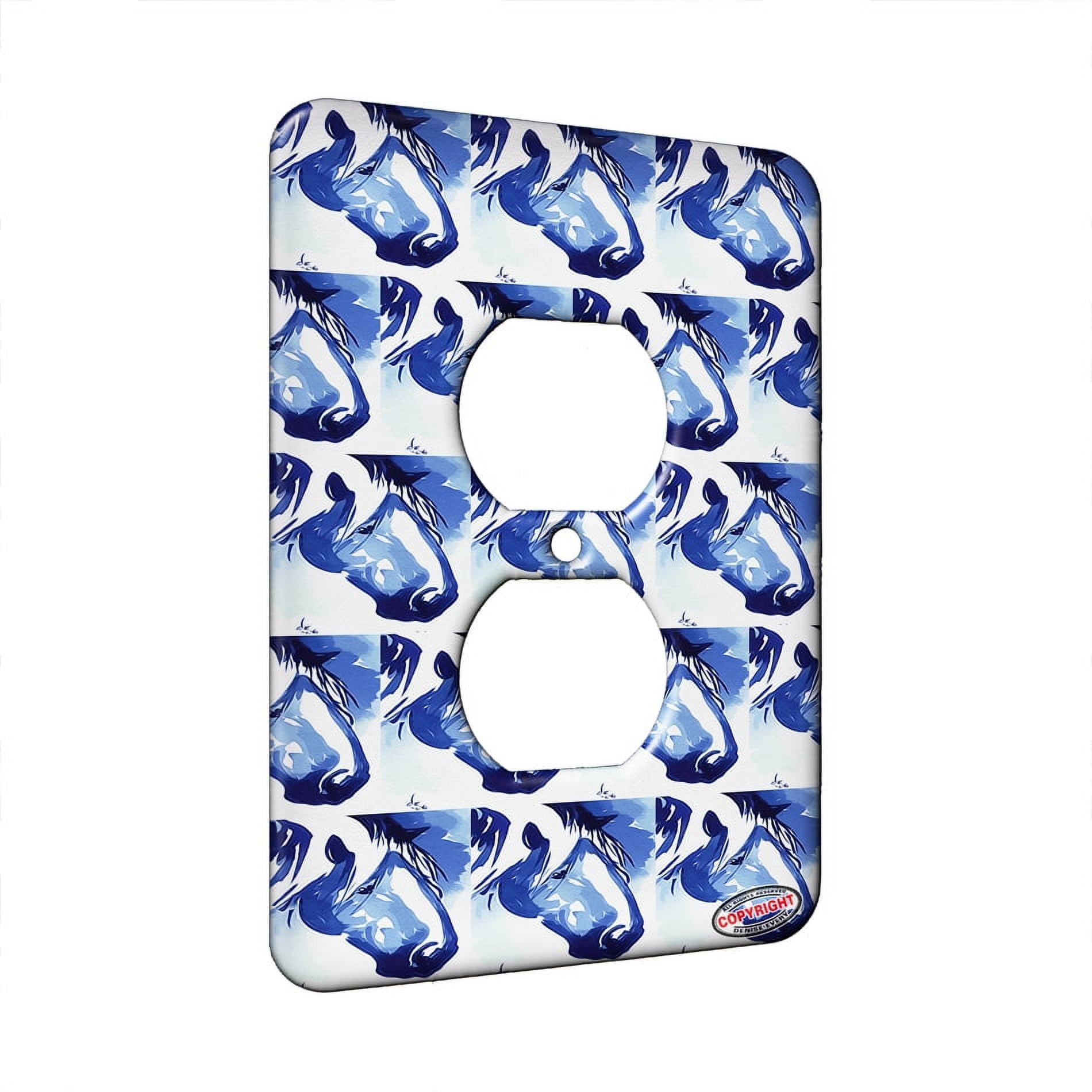 KuzmarK™ 1 Gang AC Outlet Wall Plate - Belgian Draft Horse in Blue ...